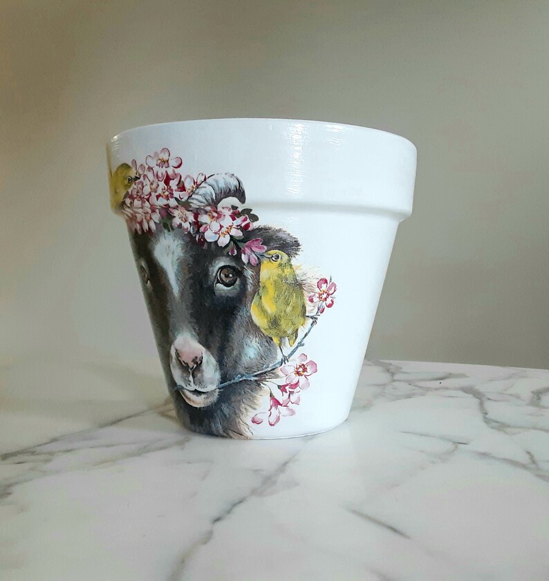Decoupage Goat Plant Pot: Clay Animal Planter (6-inch), Goat Gifts - Etsy