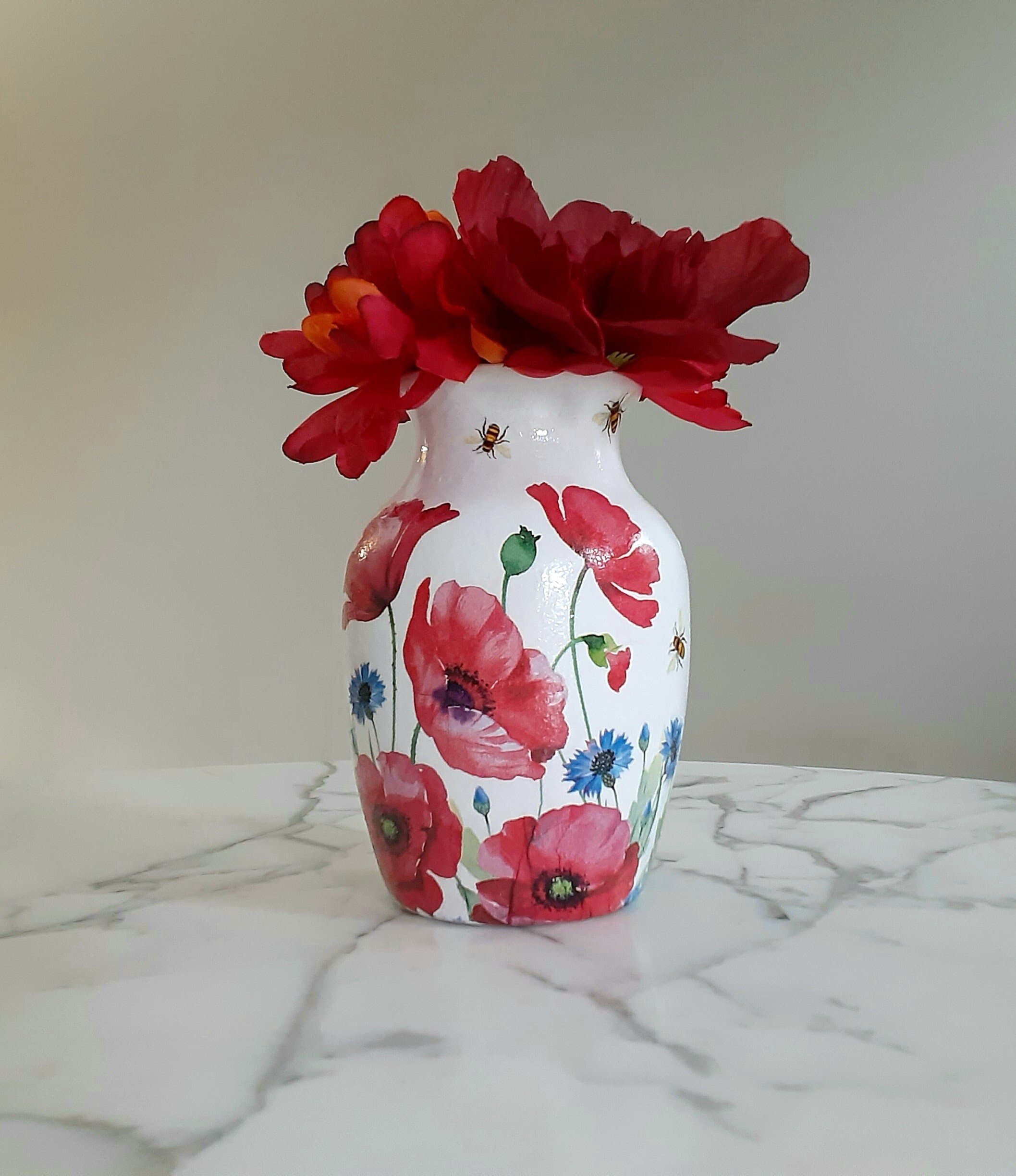 Poppy Flower Vase Poppy Flowers Poppies Glass Vase Flower - Etsy