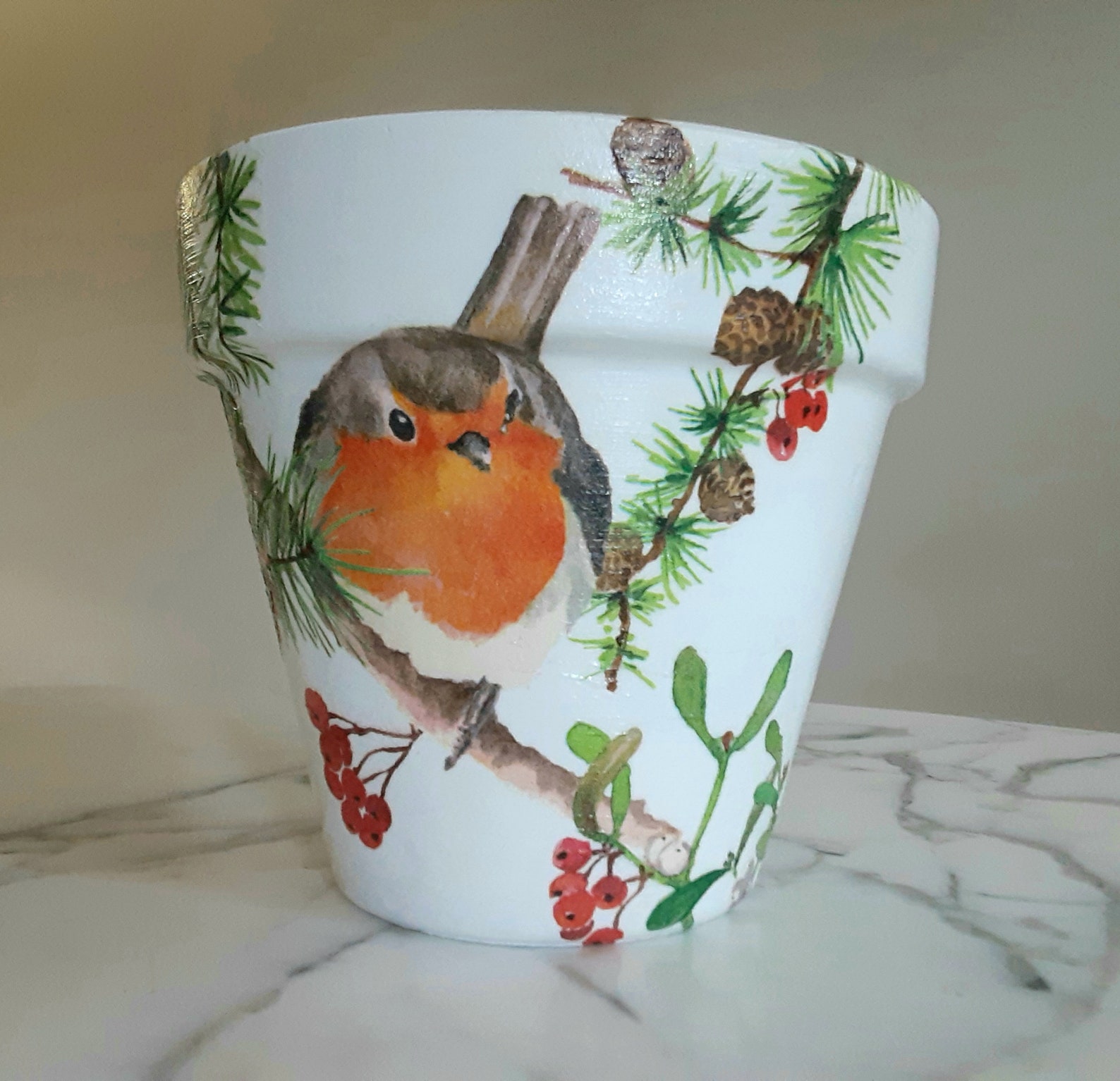 Robin Clay Pot-6 Inch Robin Flower Pot Robins Robin Decor - Etsy
