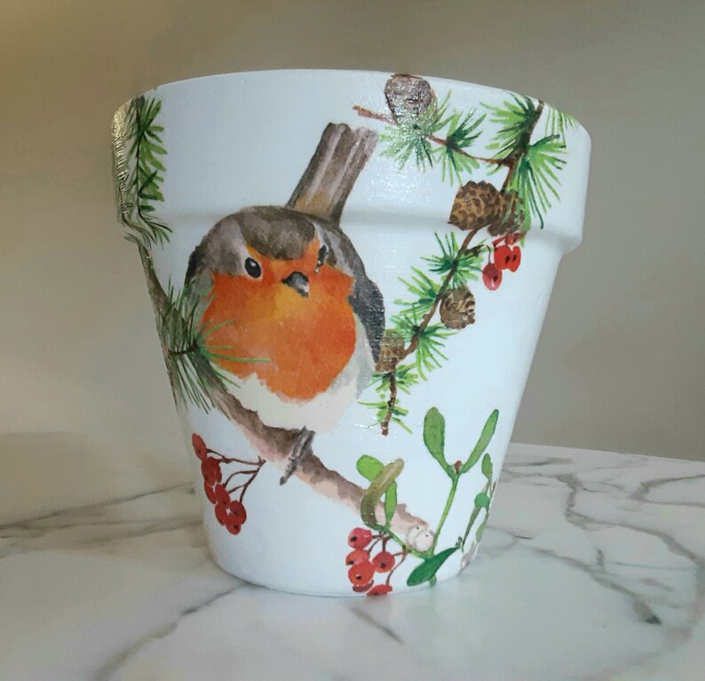 Robin Clay Pot-6 Inch Robin Flower Pot Robins Robin Decor - Etsy