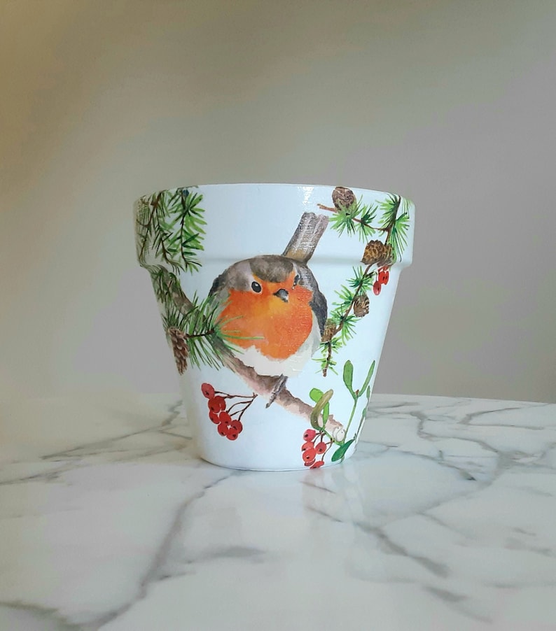 Robin Clay Pot-6 Inch Robin Flower Pot Robins Robin Decor - Etsy