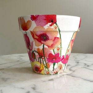 Clay Pot-6 Inch, Terracotta Pot, Decoupage Pot, Pink Planters, Indoor ...