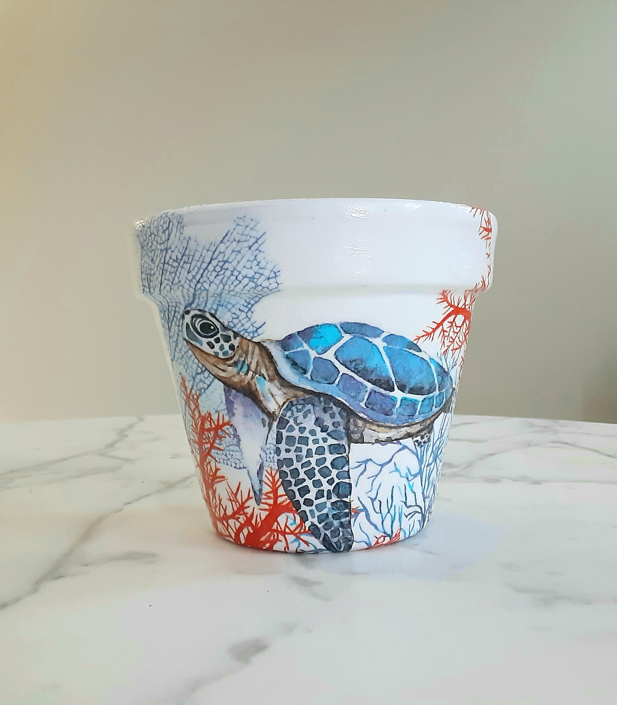 Sea Turtle Clay Pot-6 Inch Terracotta Pot Sea Turtles Sea - Etsy Canada