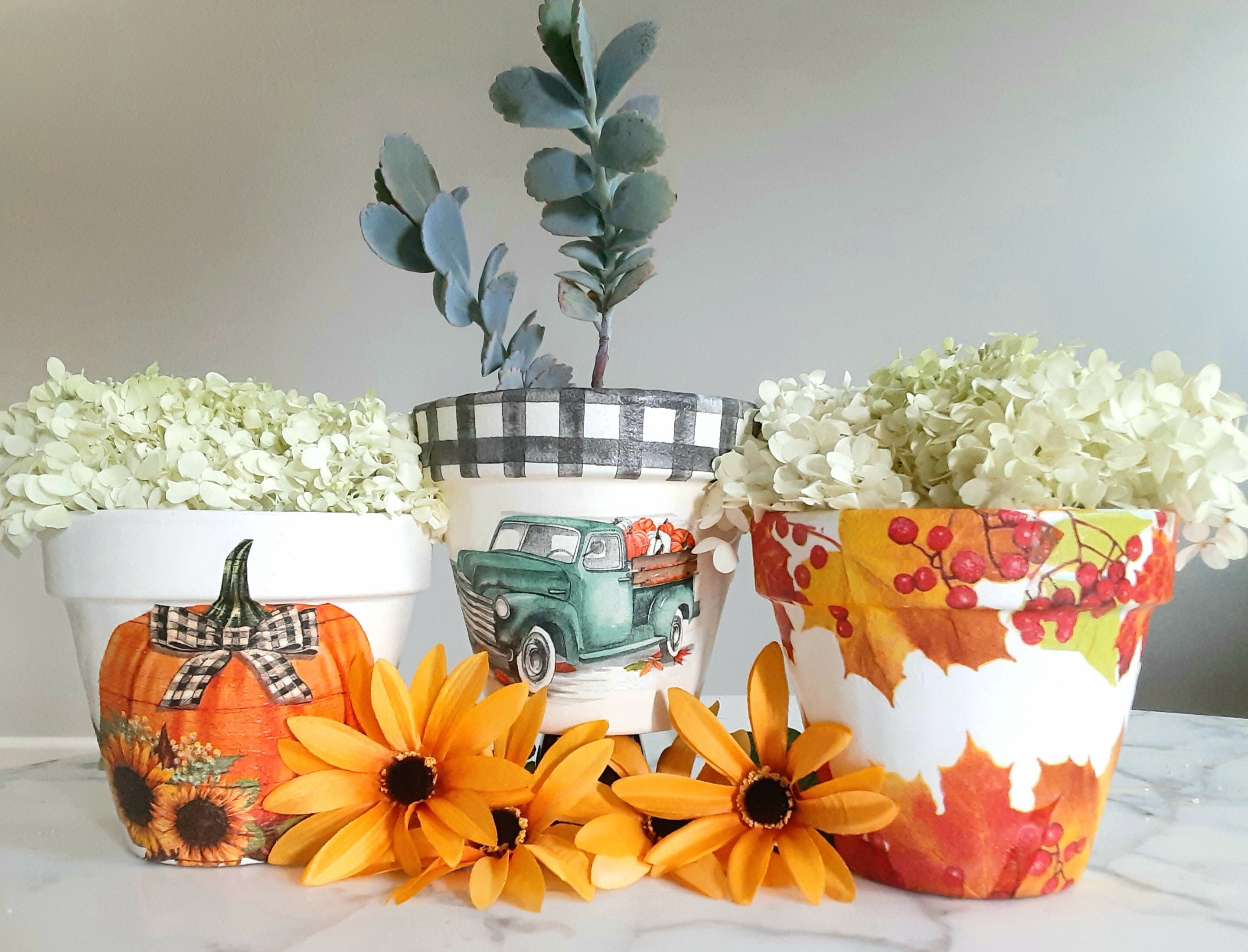Fall Themed Clay Pot-6 Autumn Decor Fall Home Decor - Etsy