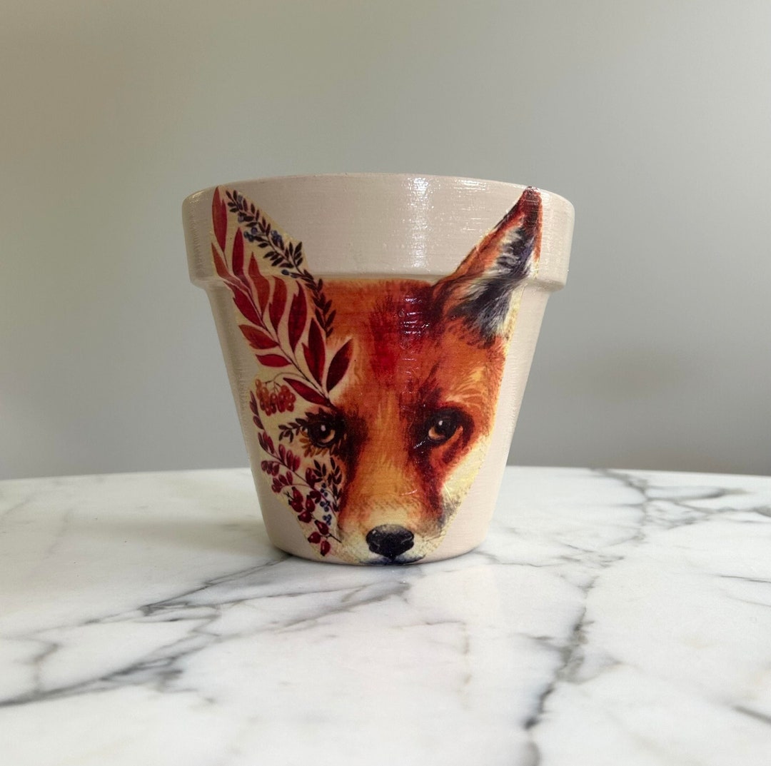 Fox Flowerpot-6 Inch, Fox Planters, Fox Decor, Fox Gifts, Indoor ...