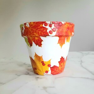 Fall Themed Clay Pot-6", Autumn Decor, Fall Home Decor, Fall Flowerpot ...
