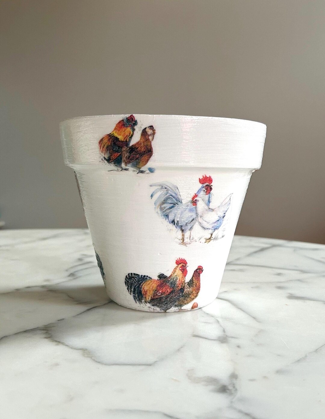 Rooster Clay Pot, Hen House, Decoupage Pot, Terracotta Pot, Indoor ...