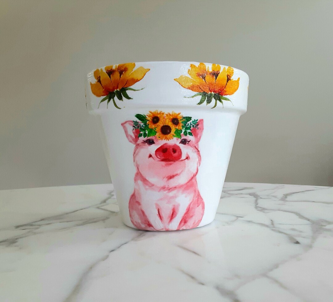 Pig Planter-6 Inch, Pig Gifts, Pig Flowerpot, Sunflowers, Sunflower ...