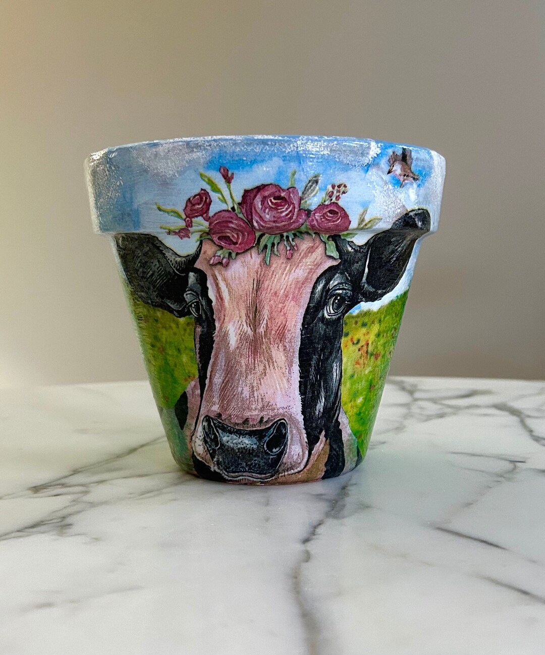 Cow Clay Pot-6 Inch, Cow Decor, Diary Cows, Flower Pot, Cow Gifts ...