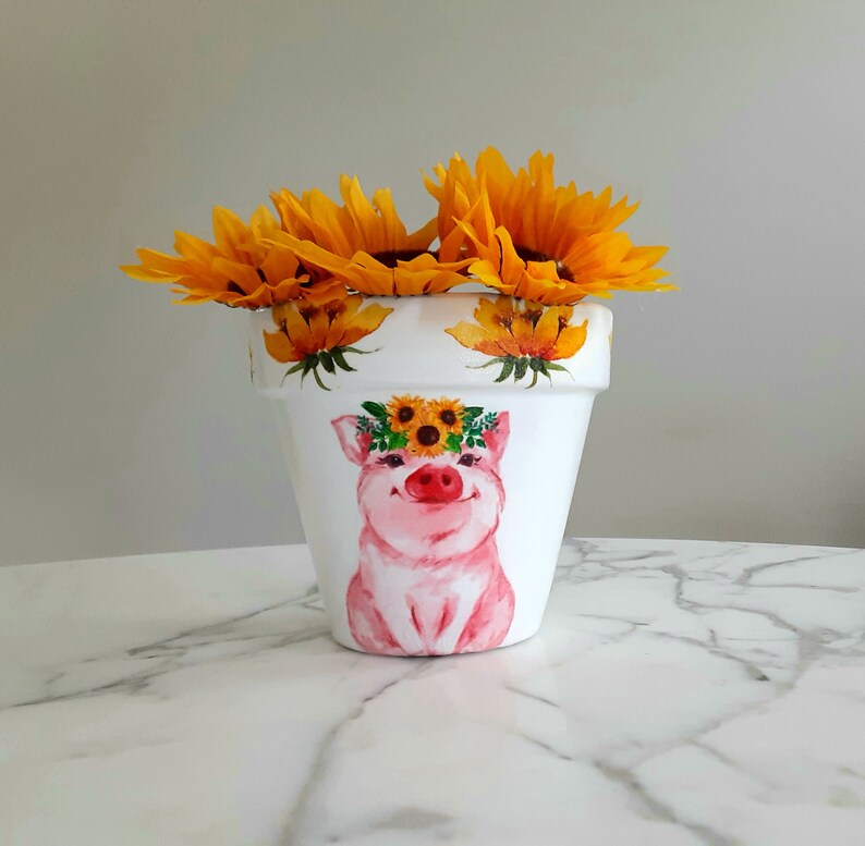 Pig Planter-6 Inch Pig Gifts Pig Flowerpot Sunflowers - Etsy