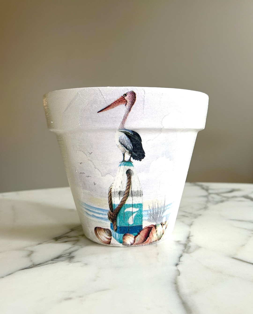Pelican Flowerpot, Pelican Clay Pot, Ocean Gift, Nautical Gift, Beach ...