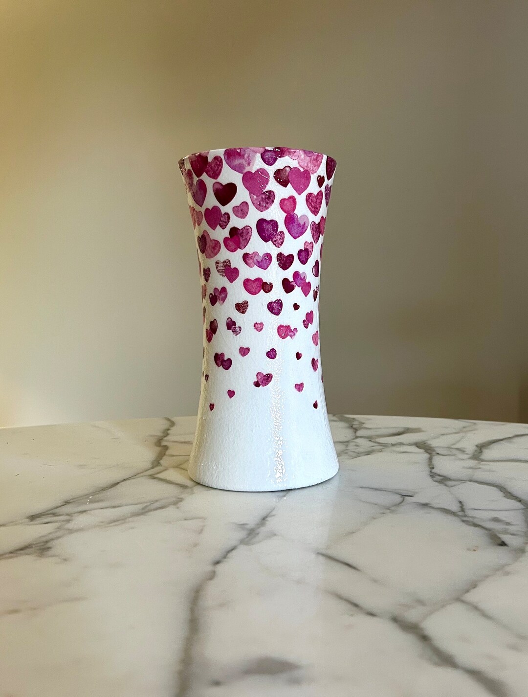 Love Vase, Heart Vase, Decoupage Vase, Anniversary Vase, Wedding ...