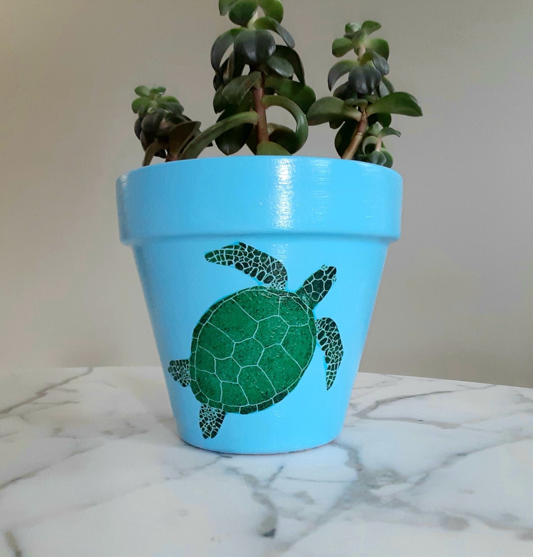 Sea Turtle Planter-6 Inch, Sea Turtles, Sea Turtles Gifts, Decoupage ...