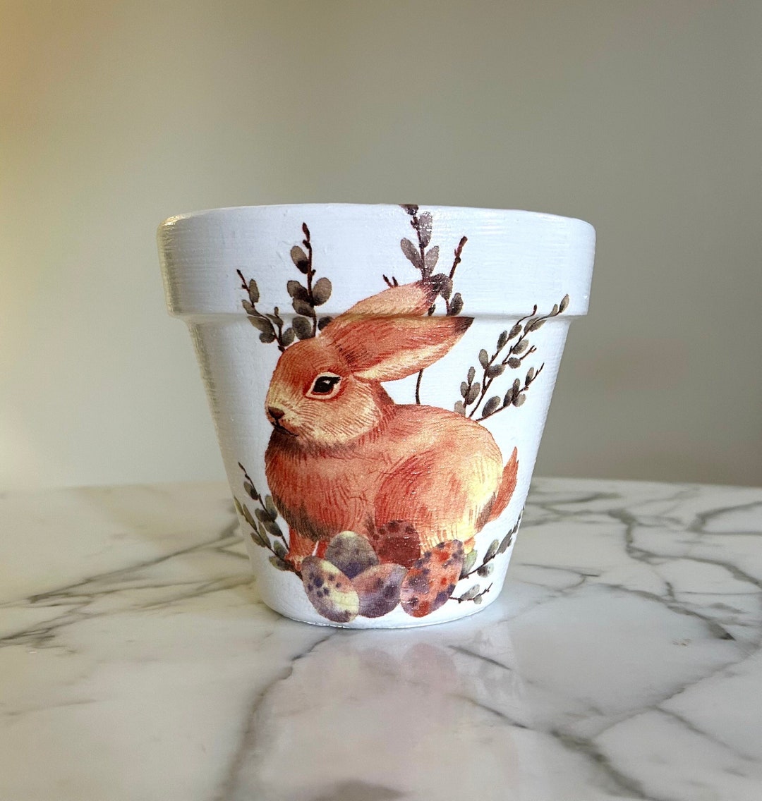 Rabbit Planter, Bunny Plant Pot, Spring Planters, Easter Decor ...