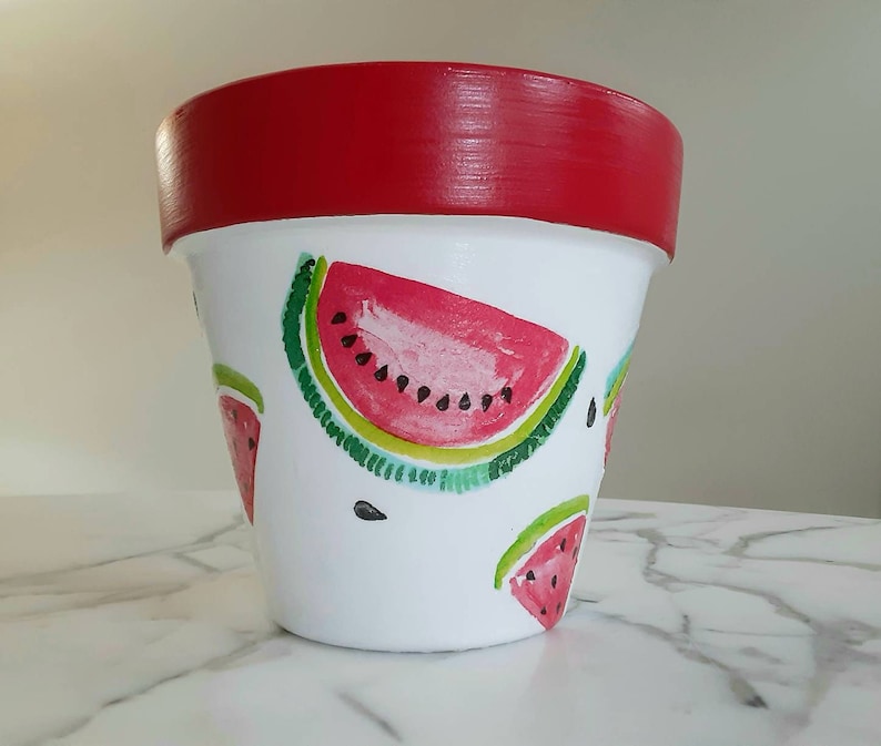 Watermelon Plant Pot-6 Inch Watermelon Gifts Clay Pots - Etsy