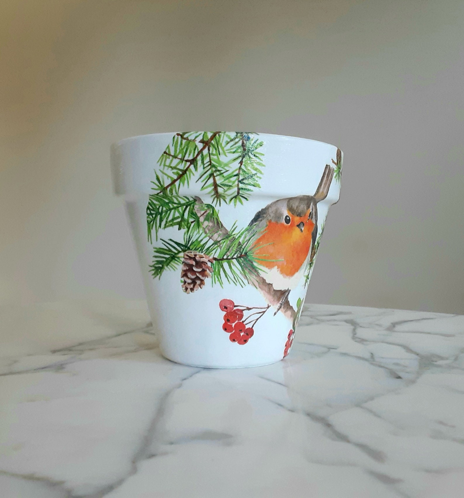Robin Clay Pot-6 Inch Robin Flower Pot Robins Robin Decor - Etsy