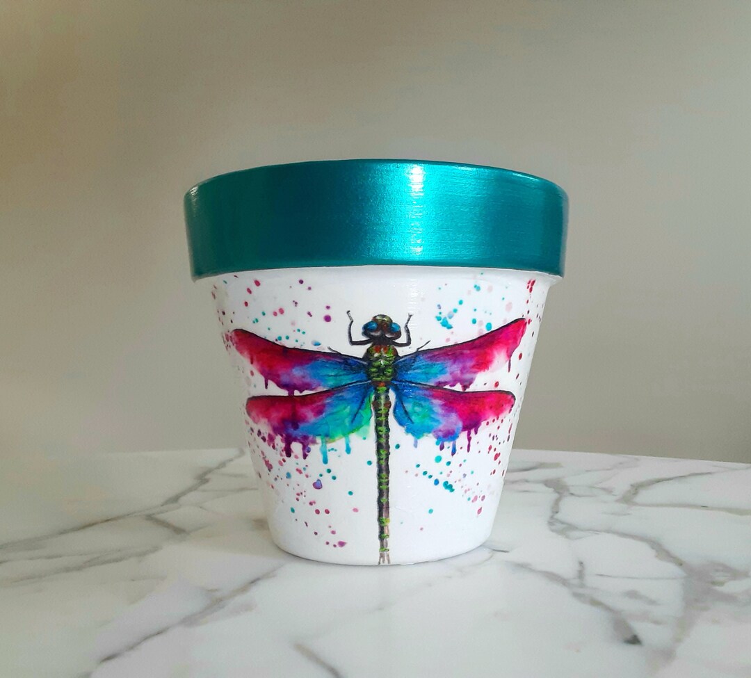 Dragonfly Plant Pot-6 Inch, Dragonfly Planter, Dragonfly Flowerpots ...