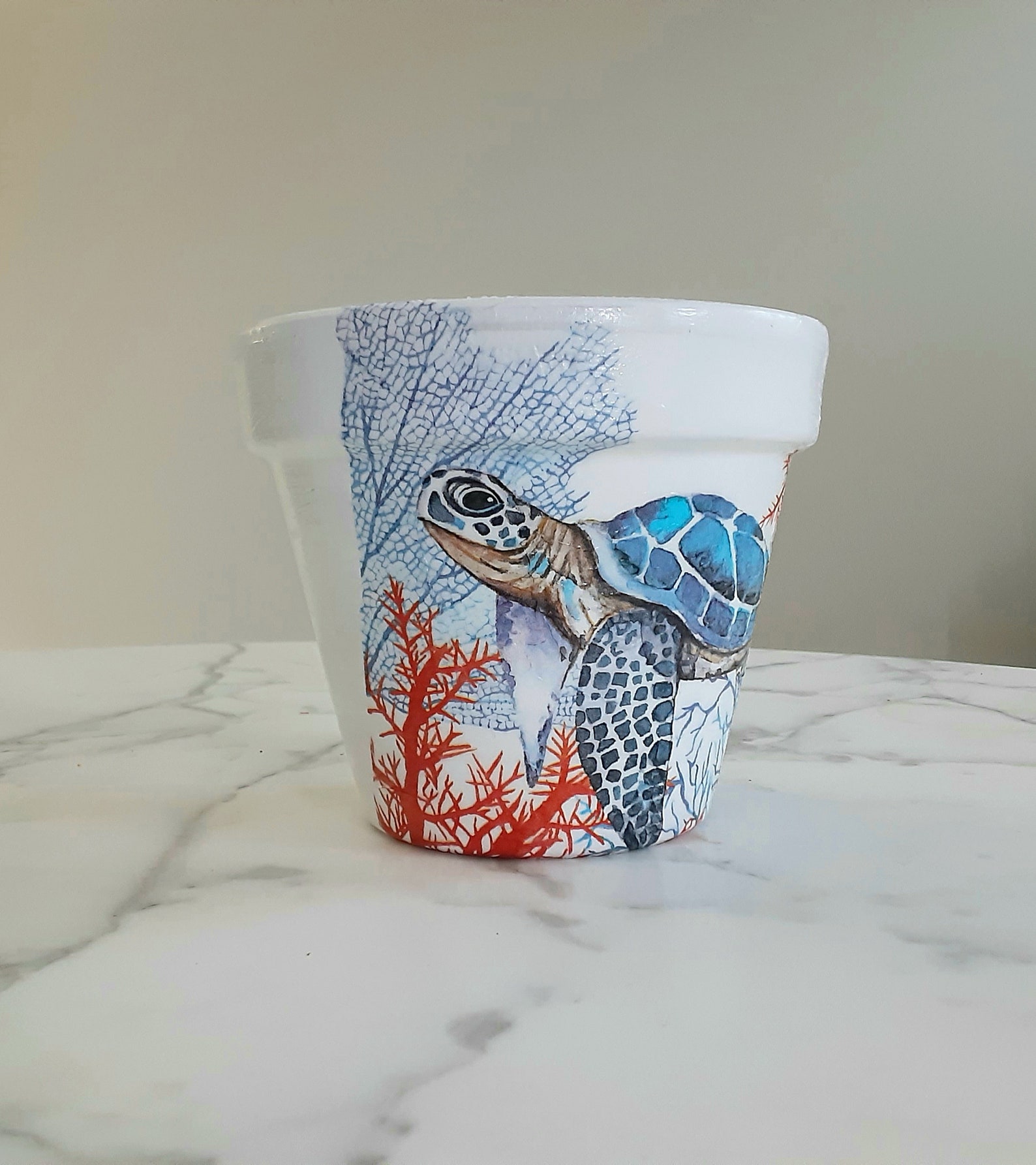 Sea Turtle Clay Pot-6 Inch Terracotta Pot Sea Turtles Sea - Etsy Canada