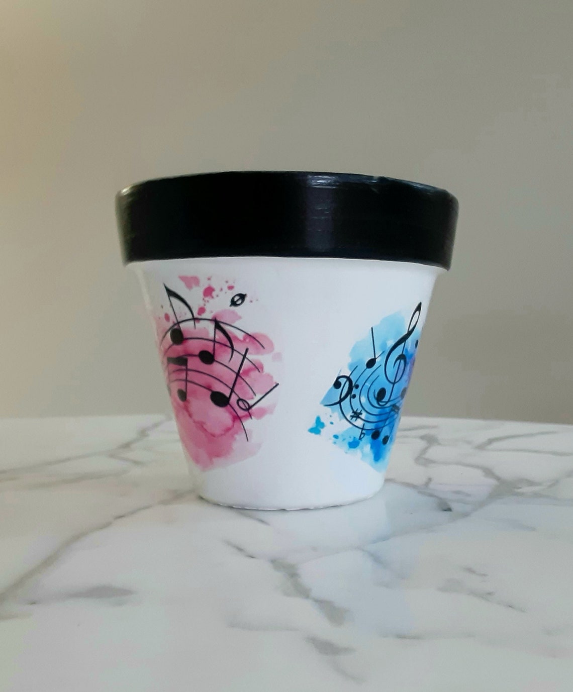 Music Notes Planter: Decoupage Flower Pot, 6", Music Gifts - Etsy