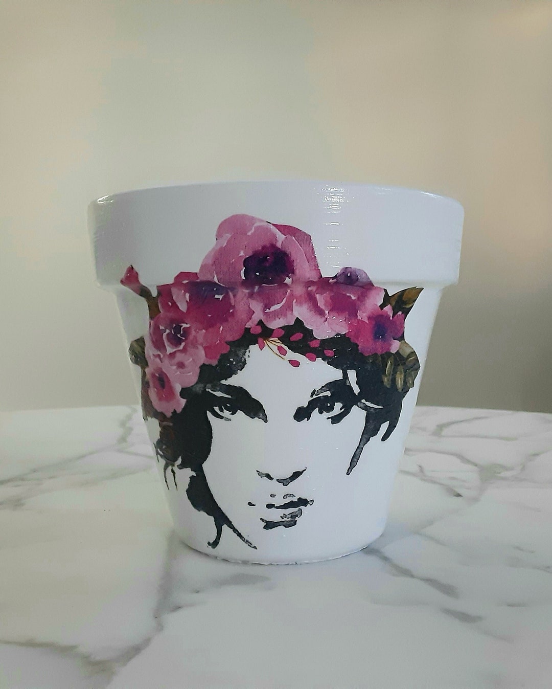 Abstract Face Clay Pot-6 Inch, Female Face, Abstract Flower Pot ...