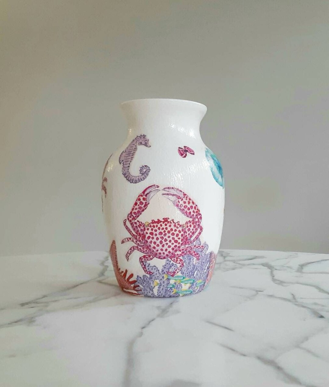 Beach Vase, Glass Vase, Vases for Flowers, Nautical Vases, Crab Decor ...