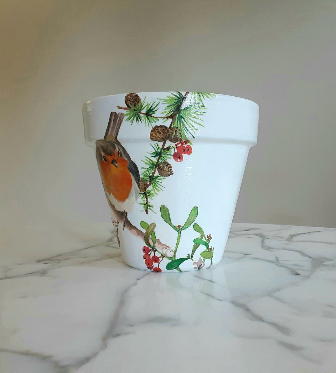 Robin Clay Pot-6 Inch Robin Flower Pot Robins Robin Decor - Etsy