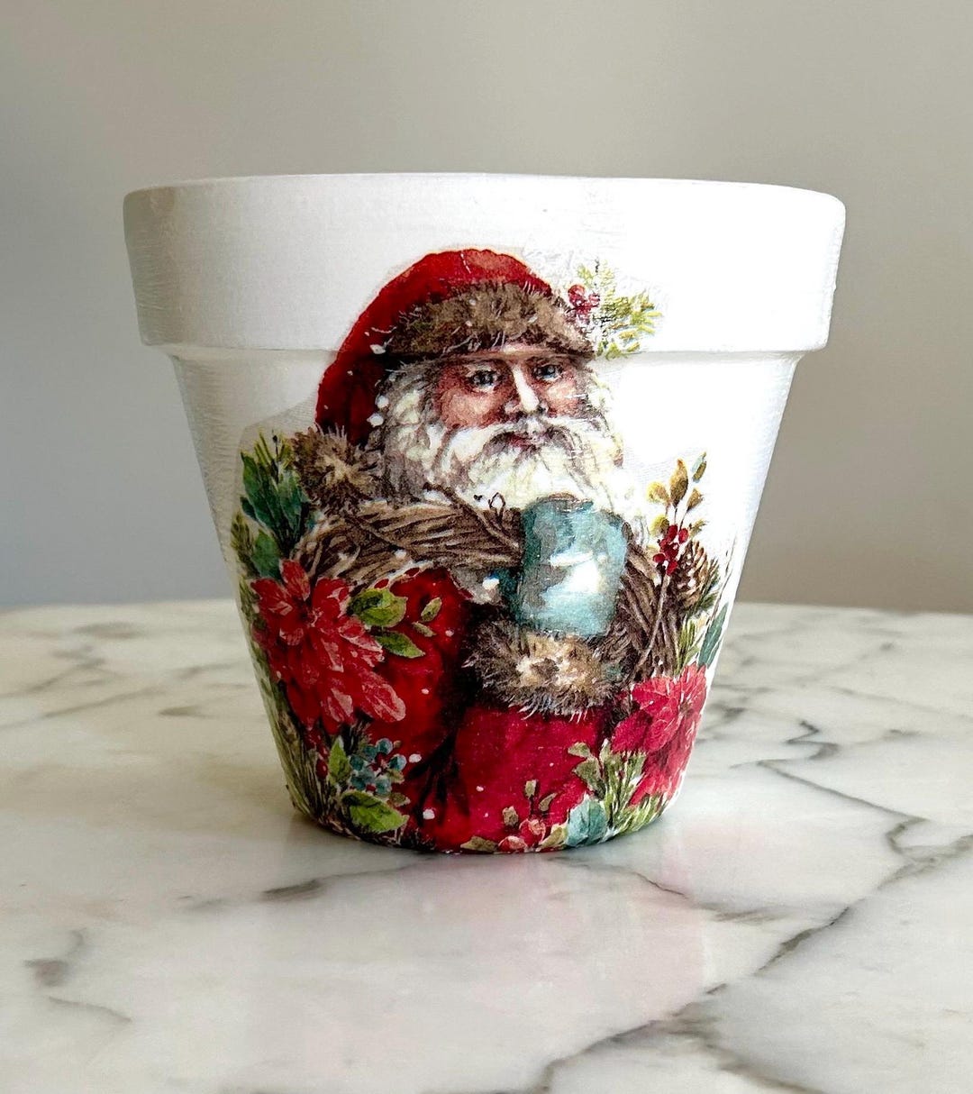 Christmas Planter, Santa Decor, Christmas Decoration, Christmas ...