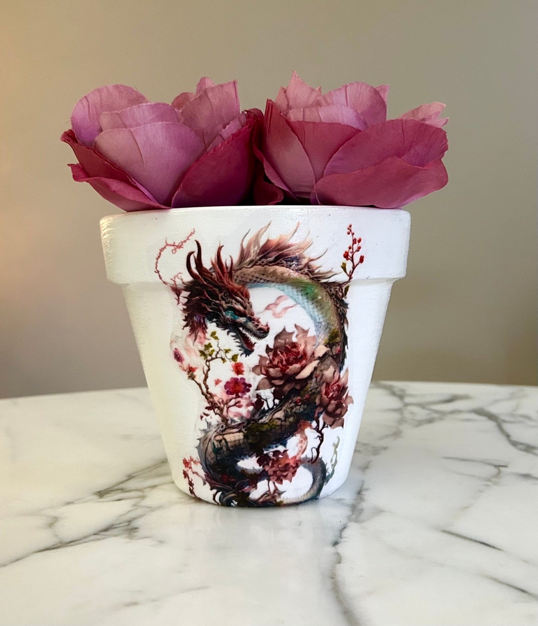 Dragon Planter, Dragon Gifts, Indoor Plant Pot, Decoupage Pots, Year of ...