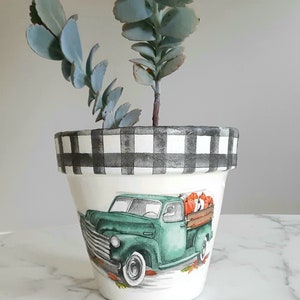 Fall Themed Clay Pot-6", Autumn Decor, Fall Home Decor, Fall Flowerpot ...