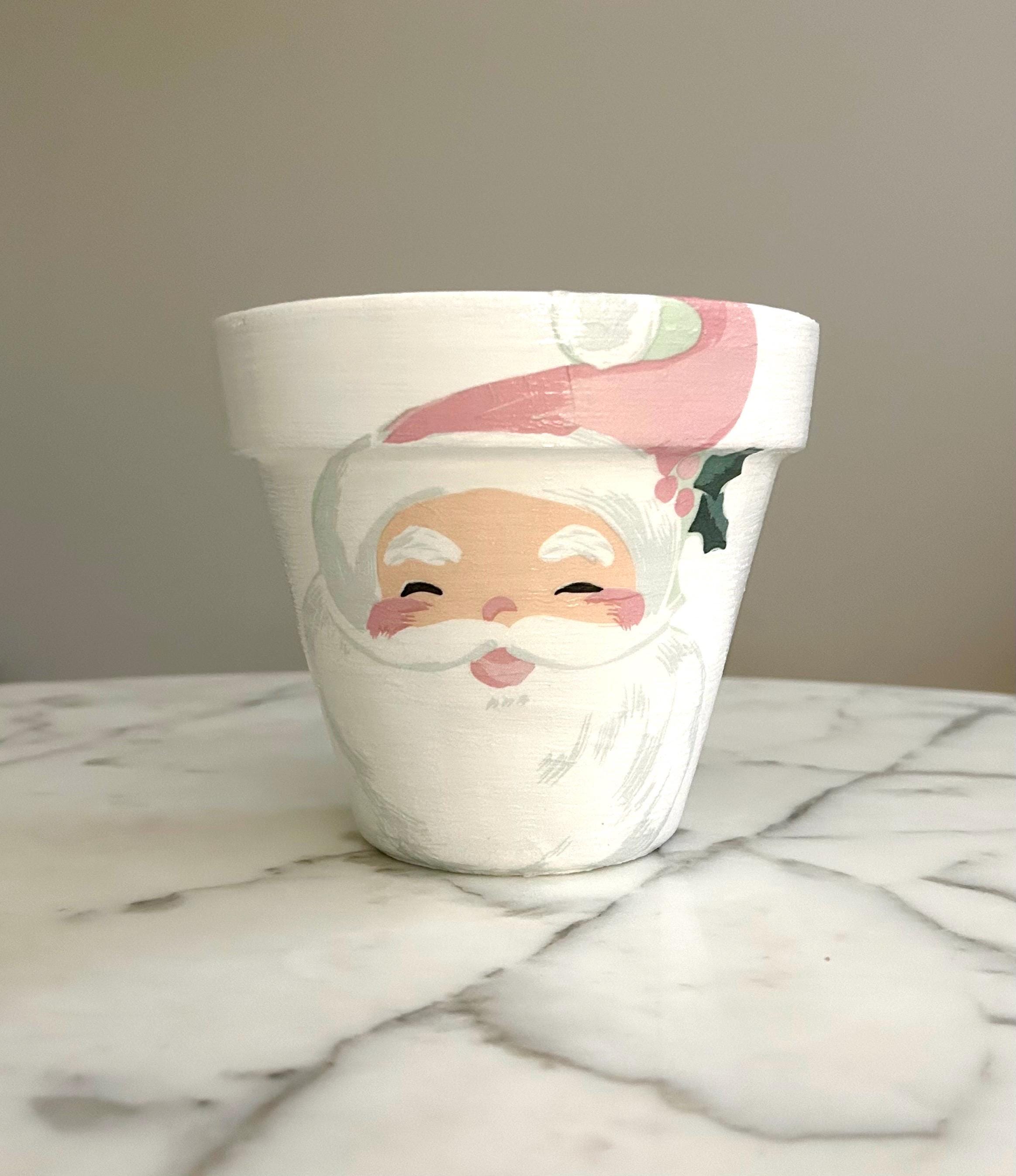 Decoupage Santa Planter: Christmas Decor, Holiday Planters - Etsy