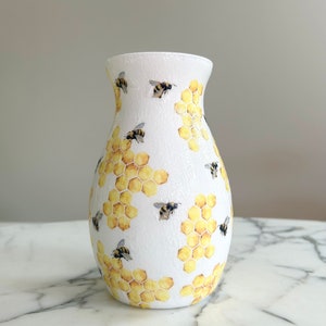 Bee Gifts, Glass Flower Vase, Vases for Flowers, Bee Vase, Decoupage ...