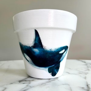 Orca Whale Flower Pot: Decoupage Ocean Planter, Orca Plant Pots, Whales ...
