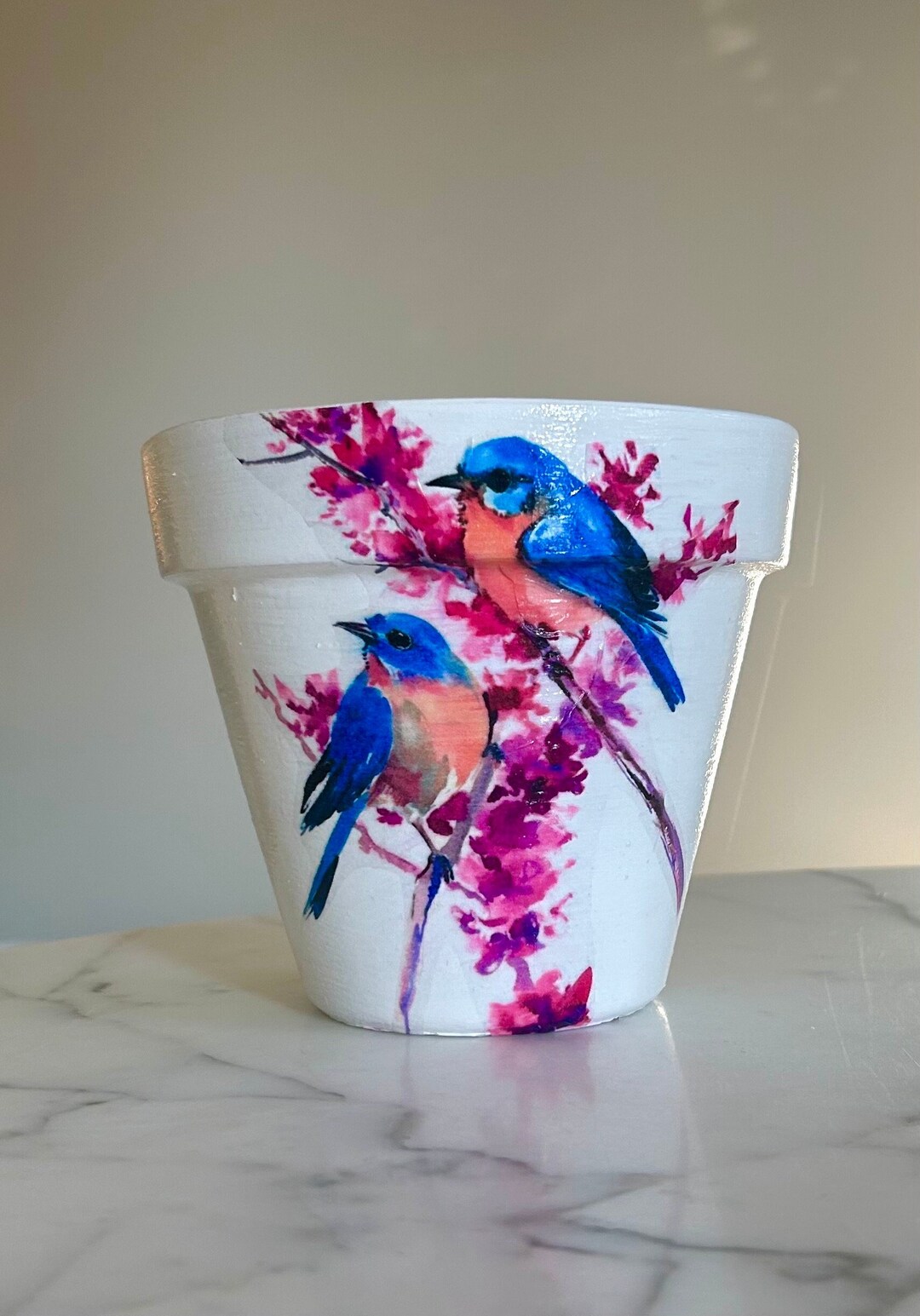 Western Bluebird Decoupage Planter: Bird Lover Gift - Etsy