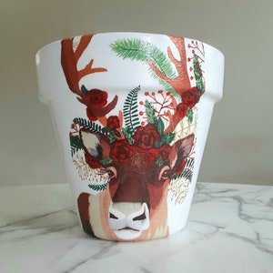 Reindeer Planter-6", Christmas Decor, Holiday Gifts, Christmas Hostess ...