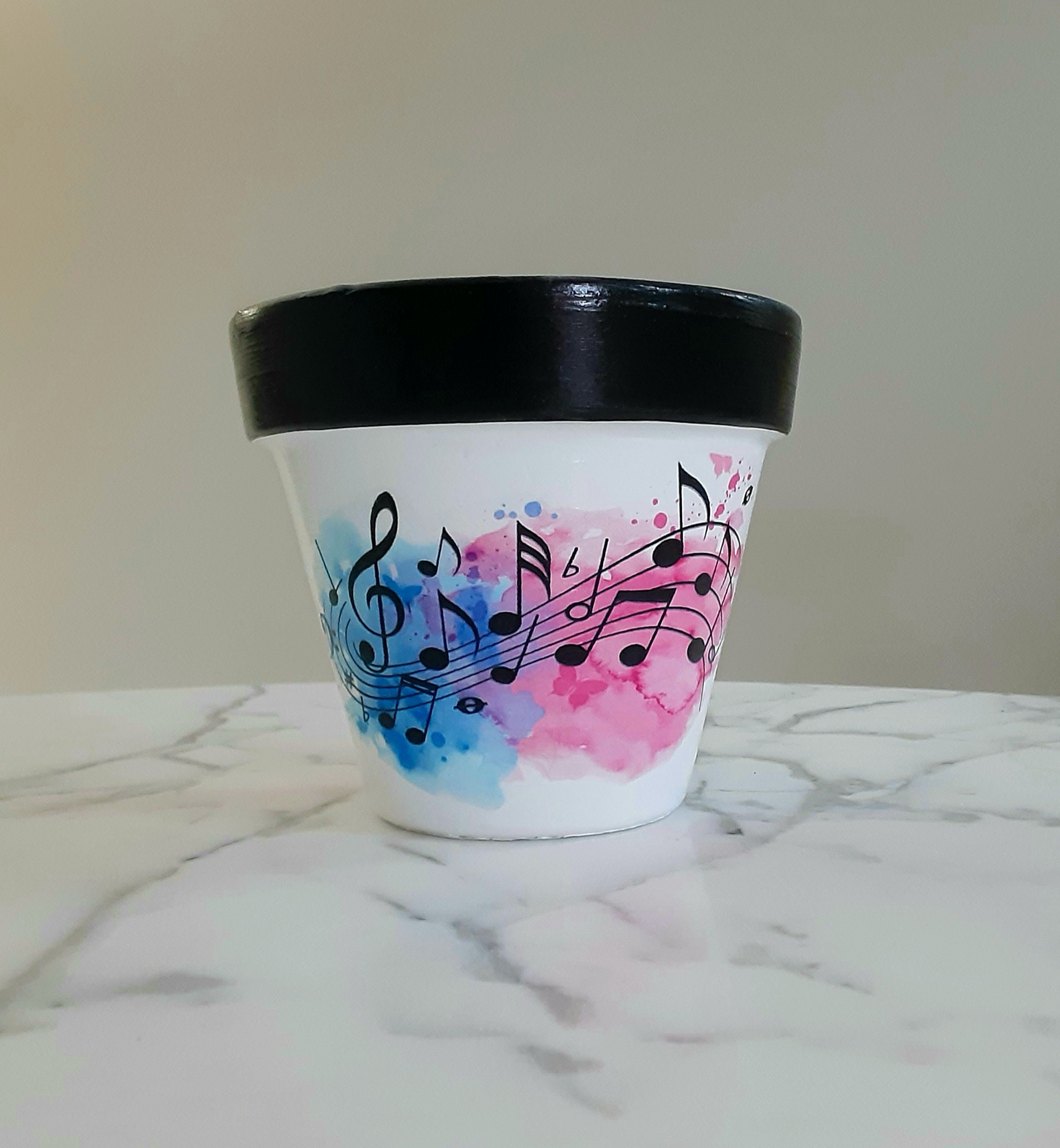 Music Notes Planter: Decoupage Flower Pot, 6", Music Gifts - Etsy