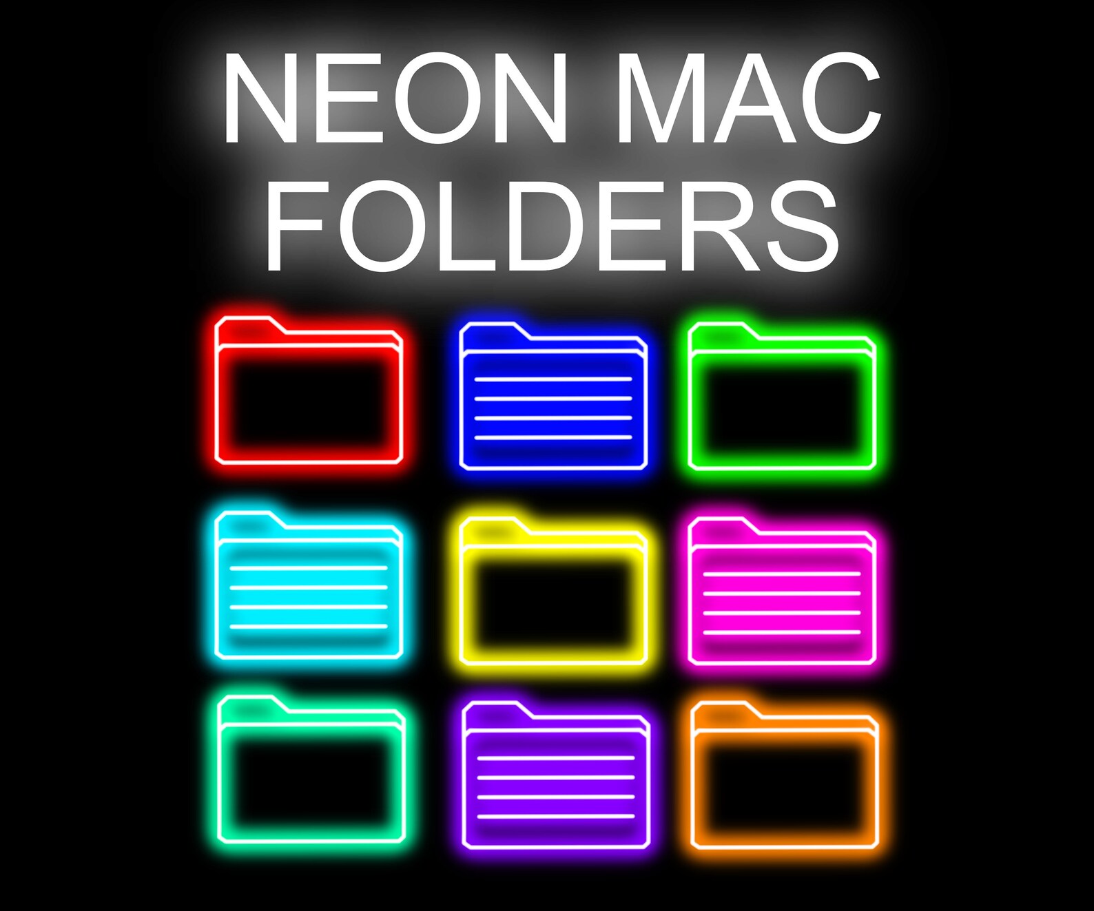 NEON Mac Folders 9 Different Colours With 18 Choices - Etsy Canada