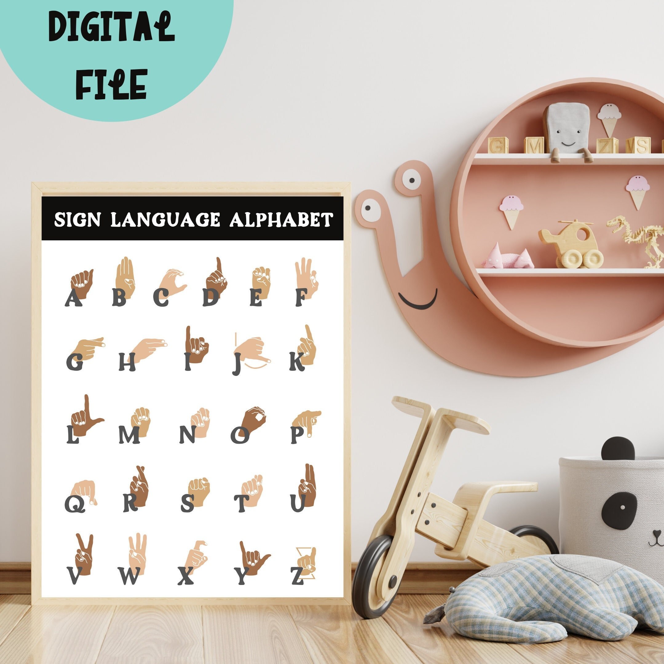 Wall Decor American Sign Language Educational Posters Homeschool ...