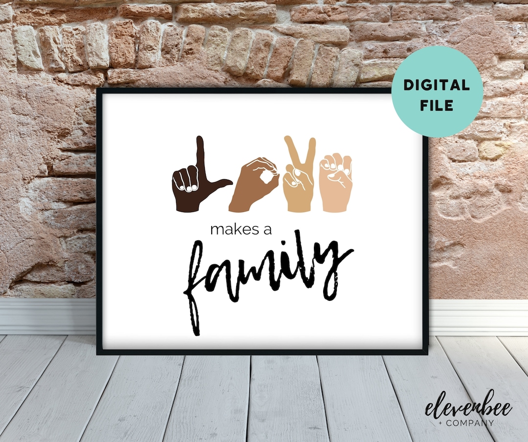 Love Makes a Family, ASL Wall Art, Mother's Day, Valentine, American ...
