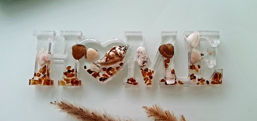 Lettering HOME Made of Resin Epoxy Resin With Real Amber and - Etsy