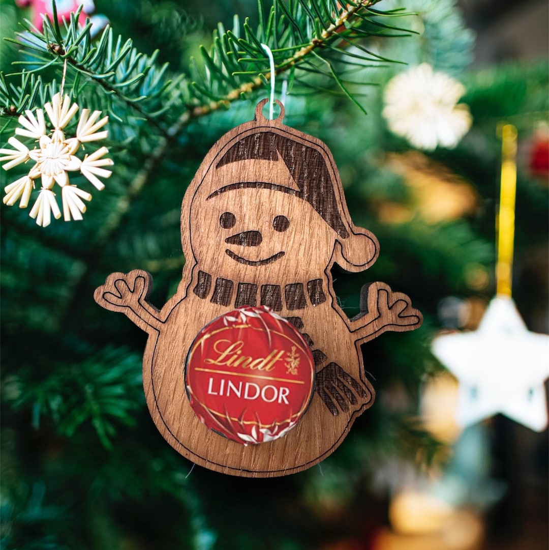 Lindor Christmas Baubles, Oak Snowman Tree Decorations With Chocolate ...