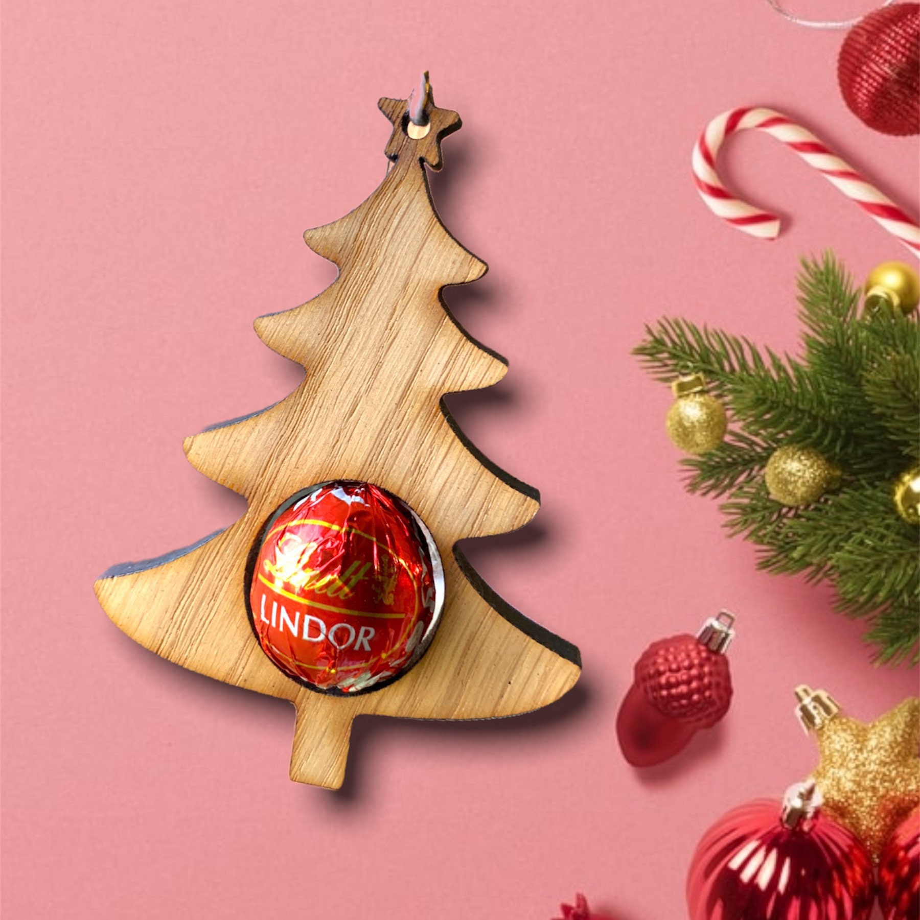 Lindor Christmas Baubles Oak Reindeer Tree Decorations With - Etsy UK