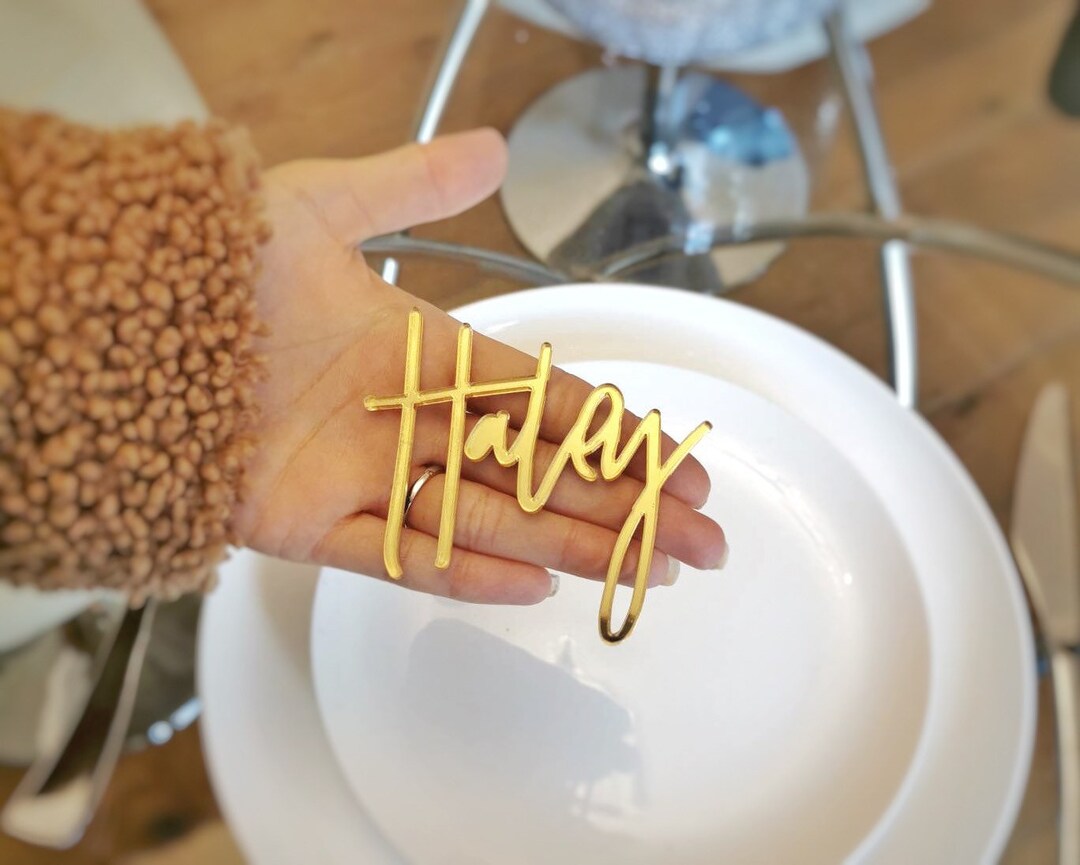 Place Setting Plate Personalised Words Family Dinner Wedding Gold Laser ...