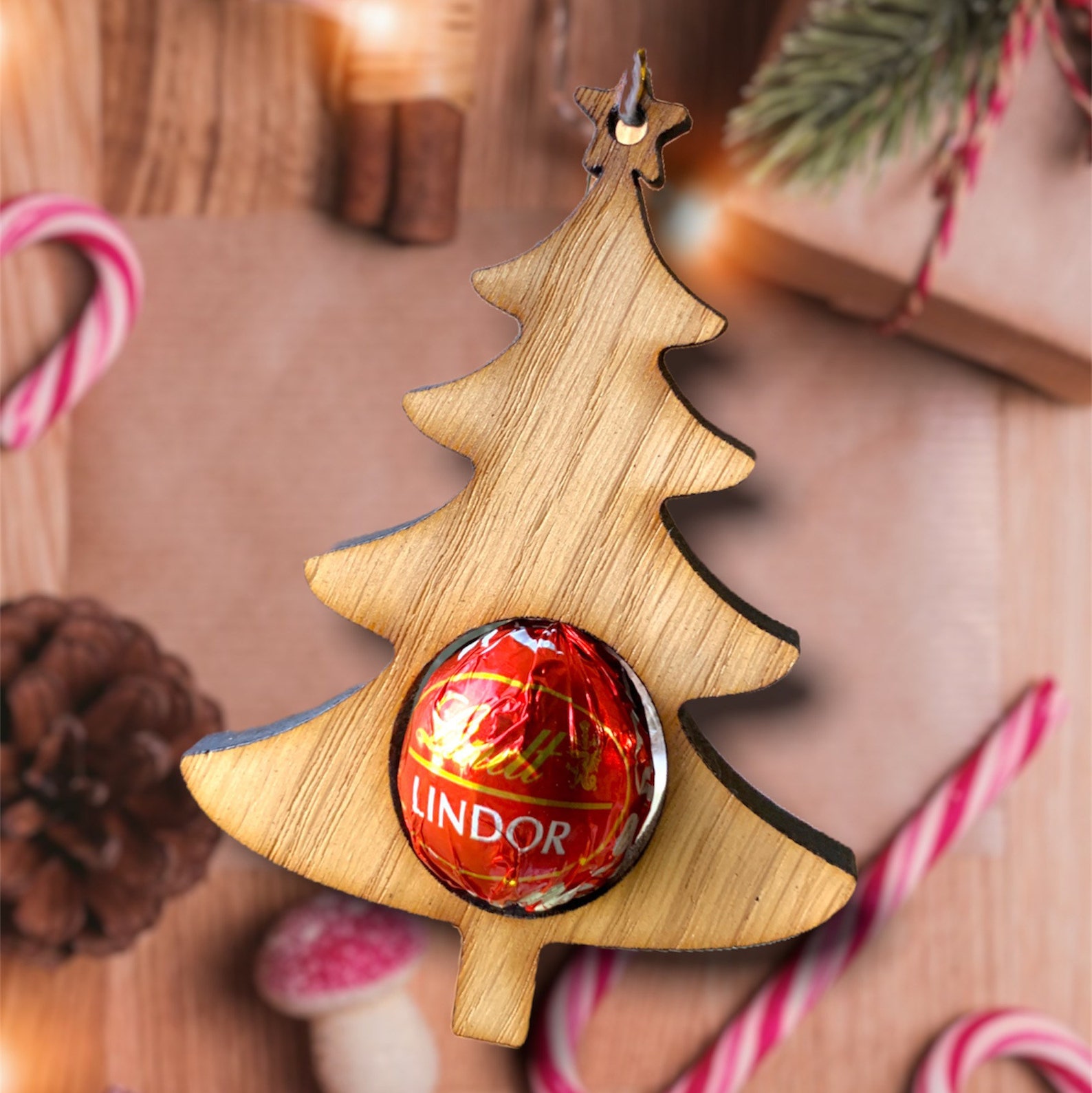Lindor Christmas Baubles Oak Reindeer Tree Decorations With - Etsy UK