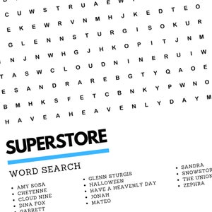Superstore TV Comedy Wordsearch Art Print Poster A4 A3 | Glenn Dina Amy ...