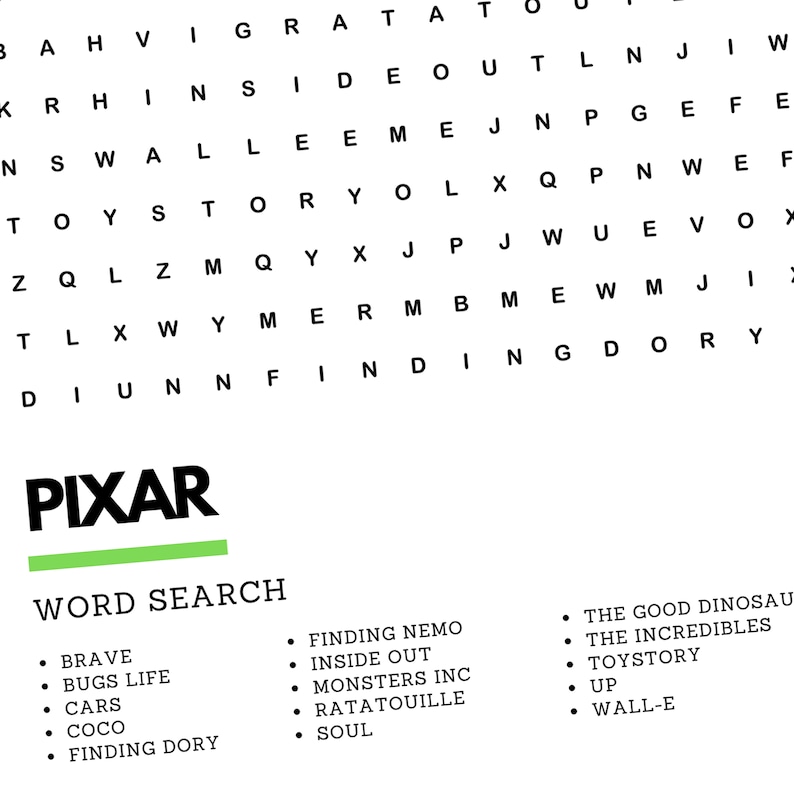 Pixar Movies Wordsearch Art Print Poster A4 A3 Toy Story Poster up ...