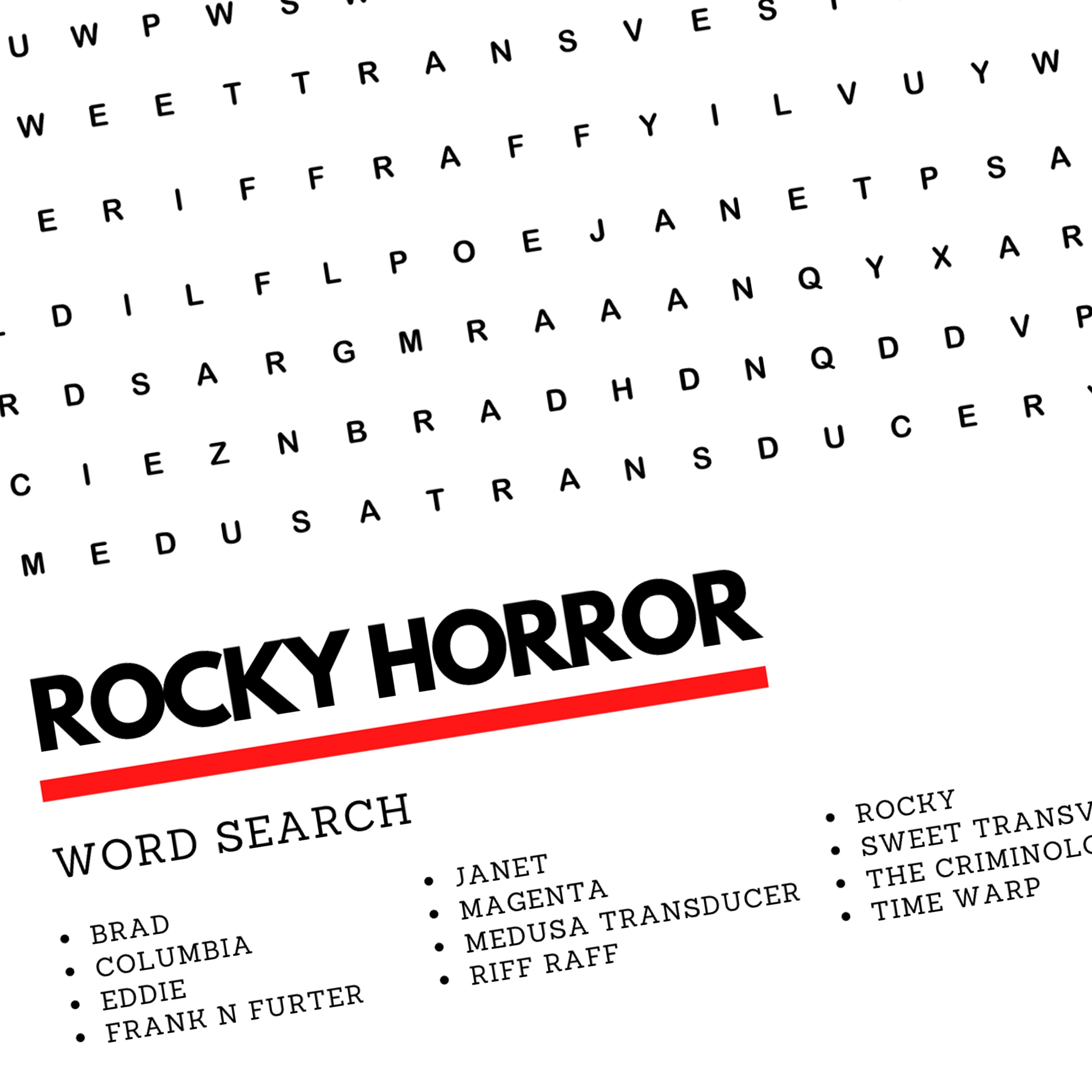 The Rocky Horror Picture Show Wordsearch Art Print Poster A4 A3 Classic ...