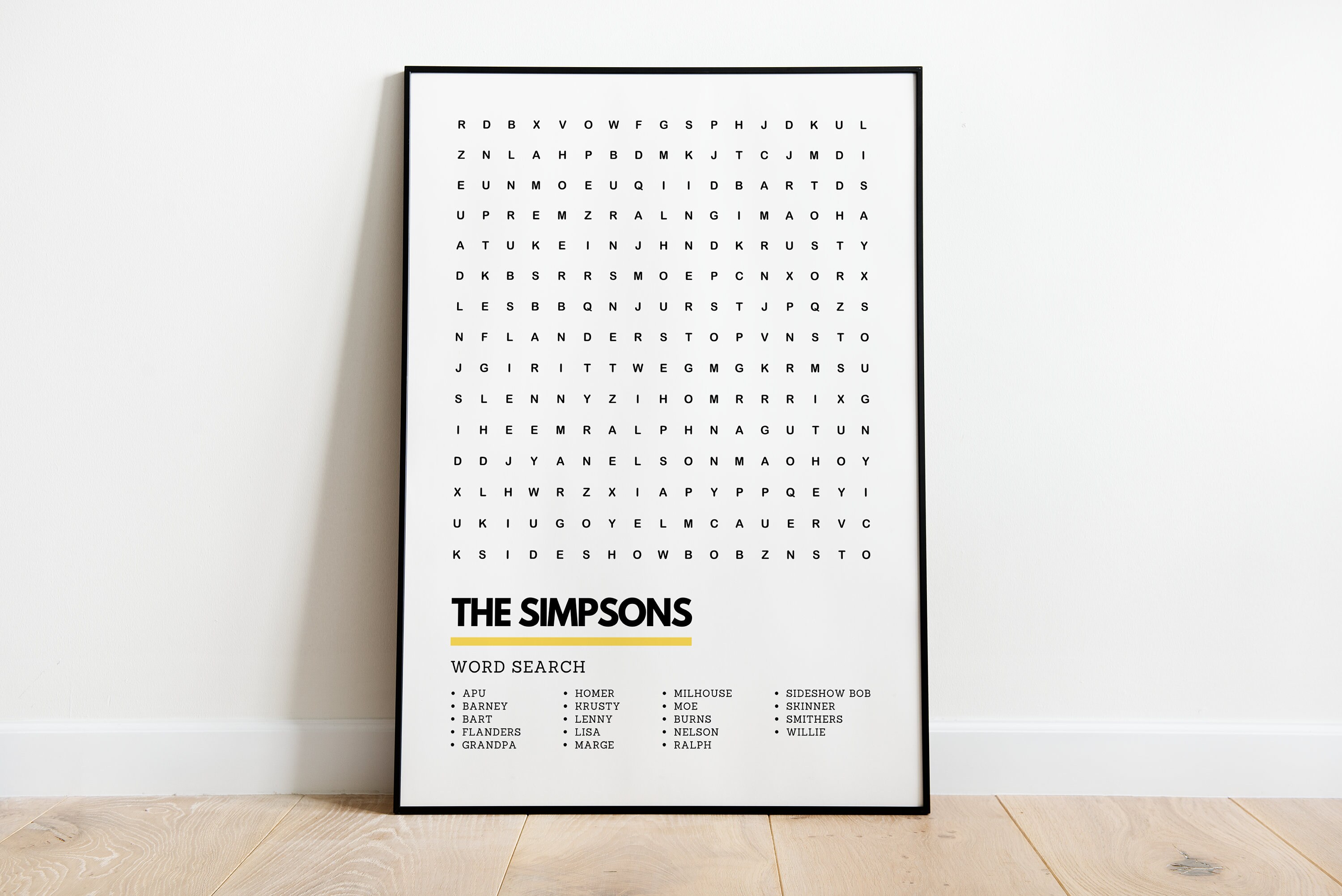 The Simpsons Print TV Show Wordsearch Art Poster A4 A3 Homer Marge Lisa ...