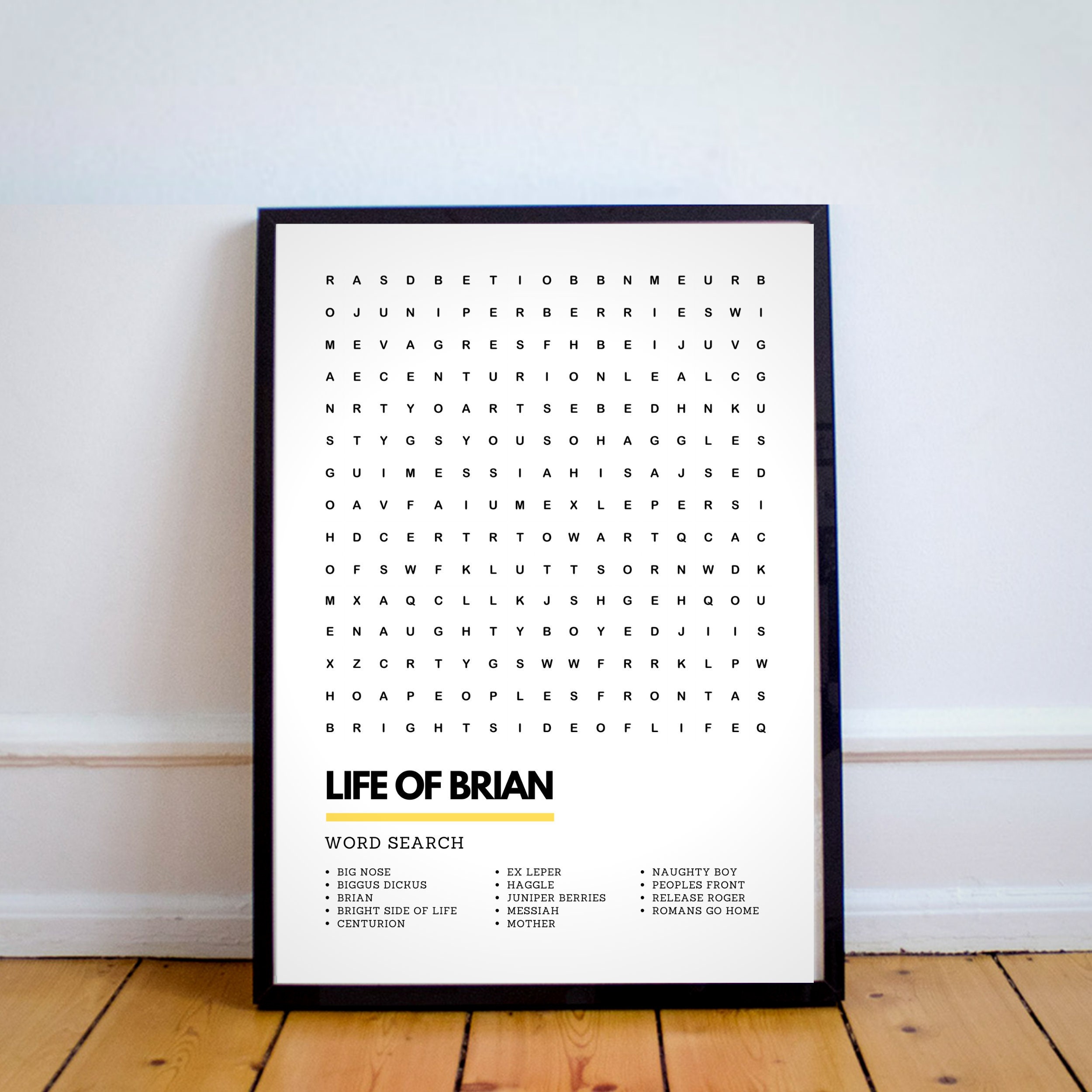 Life of Brian Poster Monty Python British Comedy Wordsearch Art Print ...