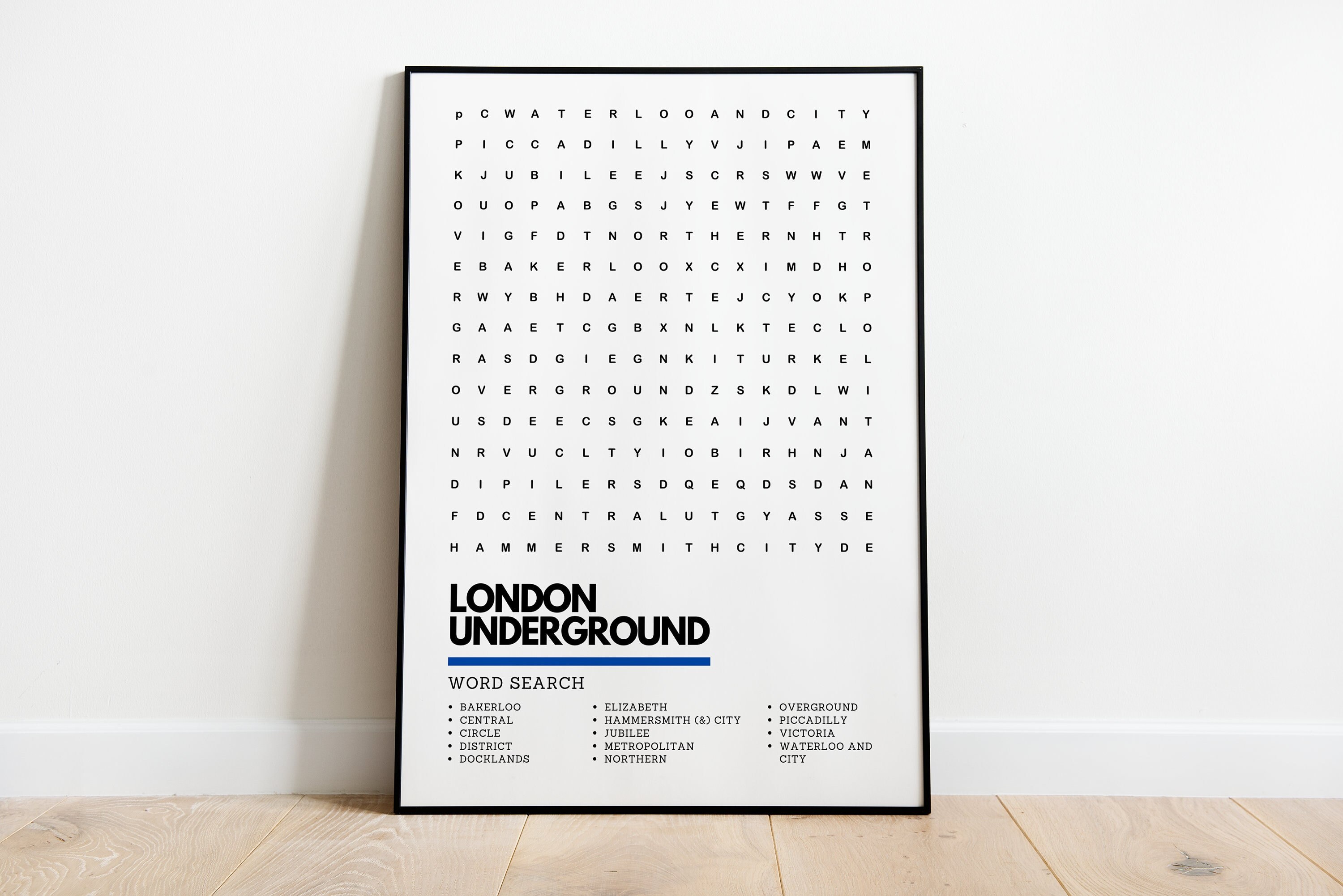 London Underground Tube TFL Themed Wordsearch Style Quality Art Print Poster A4 A3 - Etsy UK