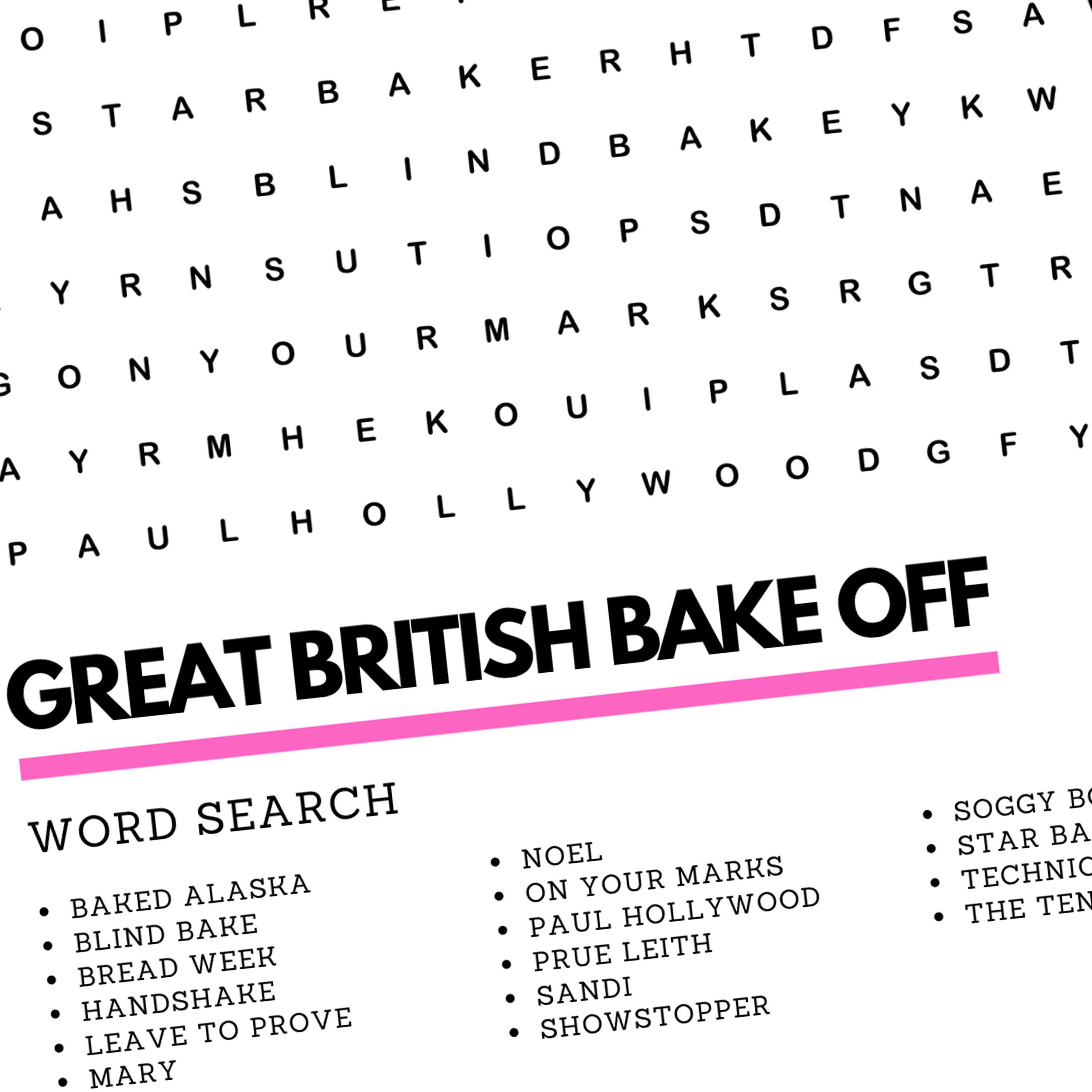 GBBO Great British Bake off Poster Wordsearch Art Print Poster A4 A3 on ...